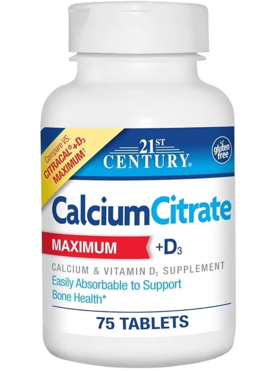 Таблетки 21st Century Vitamins Calcium Citrate Plus D3