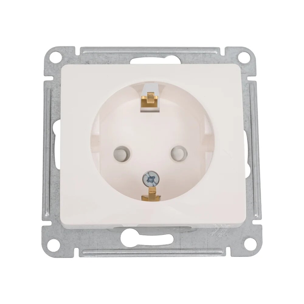 Розетка Systeme Electric Glossa Молочная с/з со шторками GSL000945