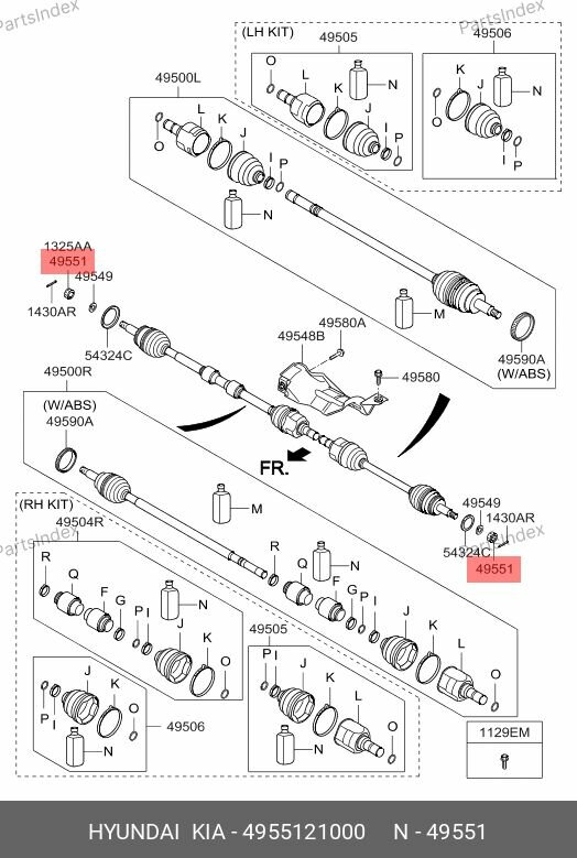 Гайка М24, HYUNDAI/KIA/MOBIS 4955121000