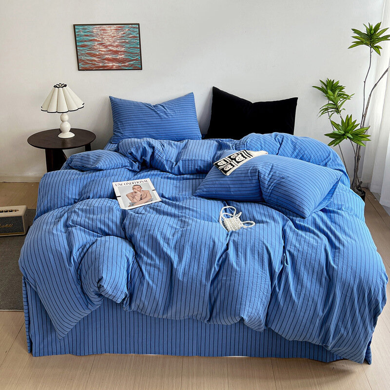 Серия Blues Стрип Нави Блю 2.0м Пододеяльник Скверт Набор 220x240см 4-шт