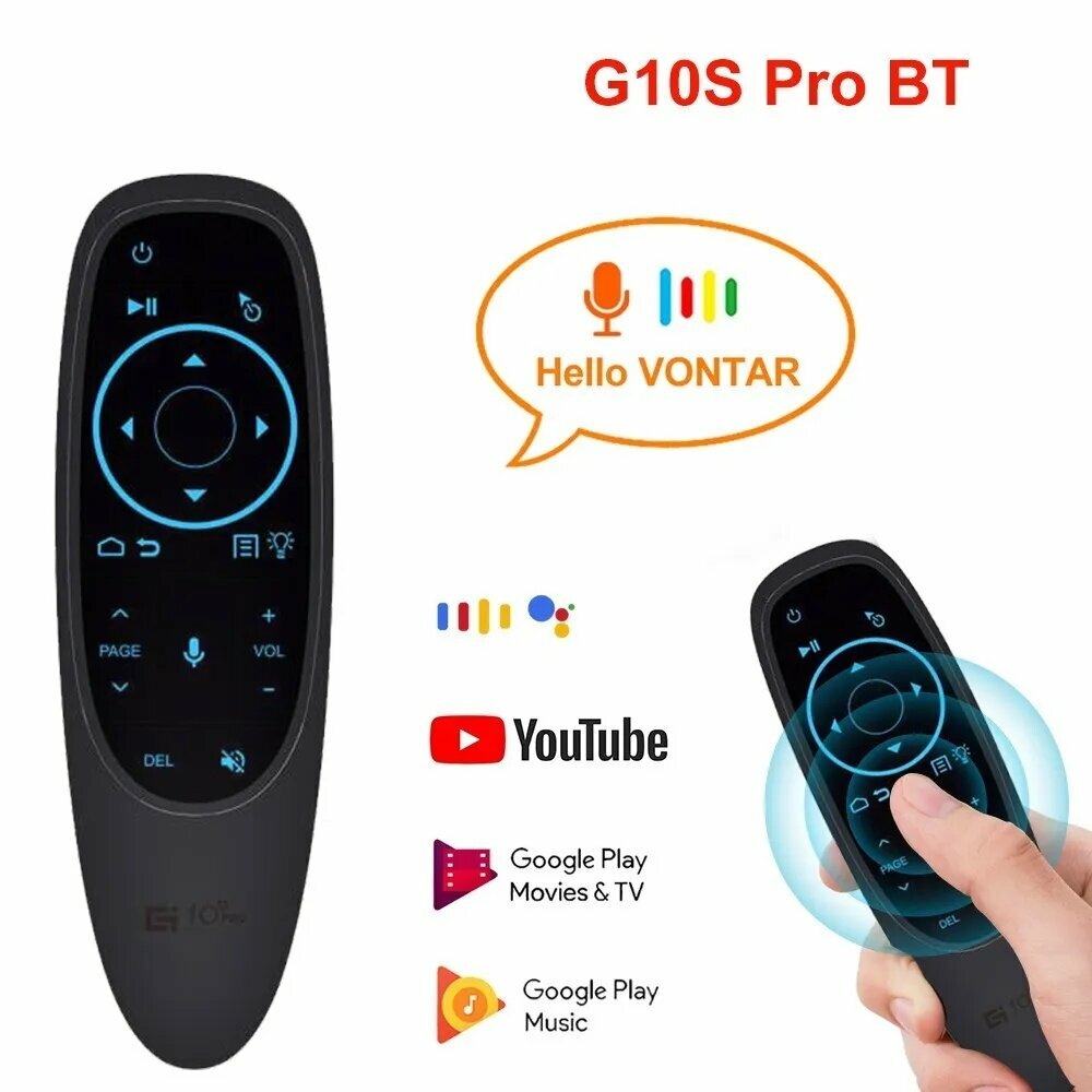 Голосовой пульт с гироскопом для медиаплееров Смарт ТВ Приставок G10S PRO BT Mini Wireless Smart Remote с подсветкой для Android tv box PC