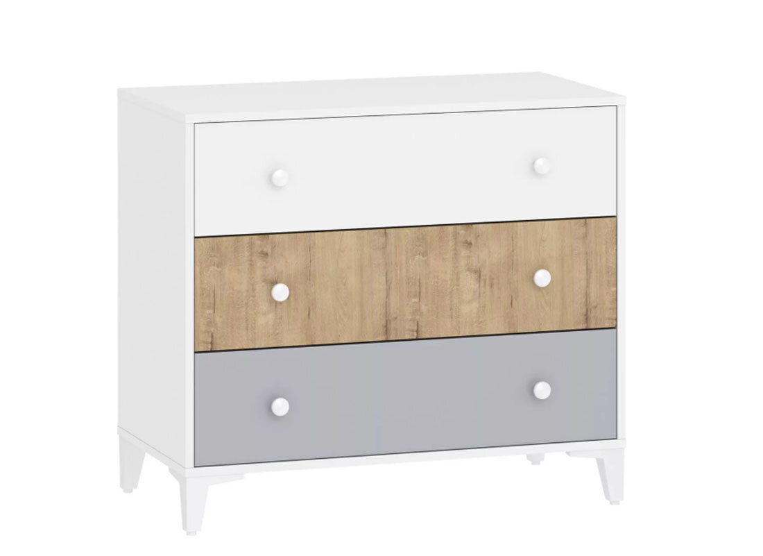Комод Морти НМ 041.15, Белый/Дуб бунратти/Серый