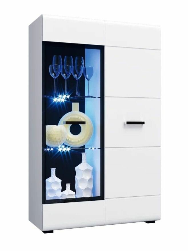 Нэнси New Шкаф-стекло 80см. исп.2 Белый глянец, Белый