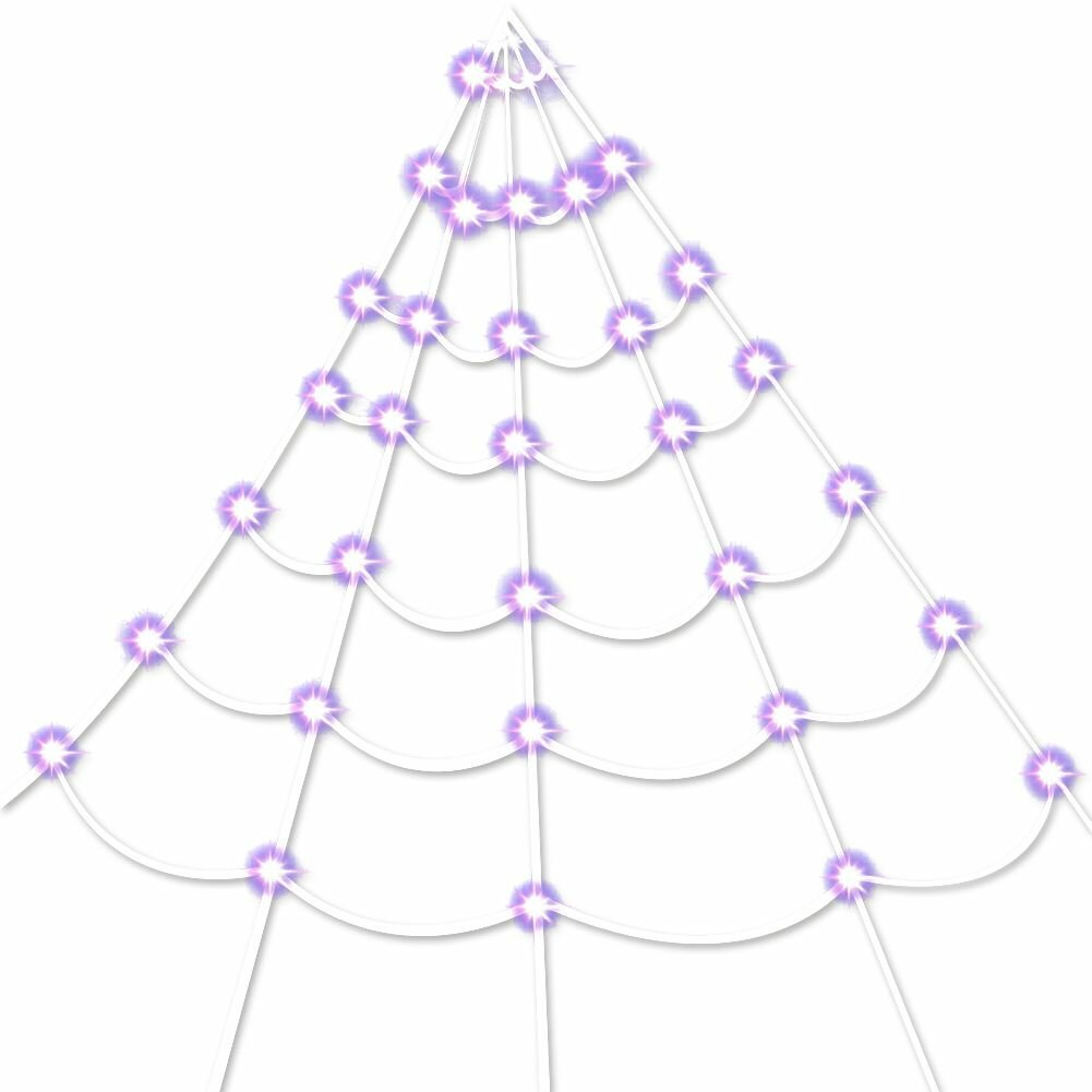 Светящаяся треугольная сеть, 250 фиолетовых огоньков, с таймером и пультом