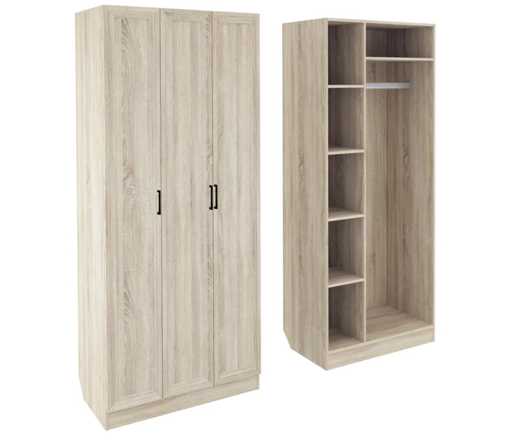 Шкаф распашной, гардероб, шкаф для одежды ШК-3/1 90/210/52 Дуб сонома