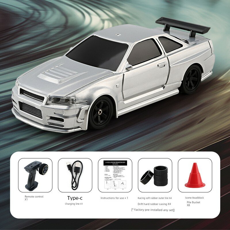 Nissan GTR 1:43 Масштабная Электрическая RC Дрифт Автомобиль Миниатюрная Модель с Полным Комплектом для Взрослых