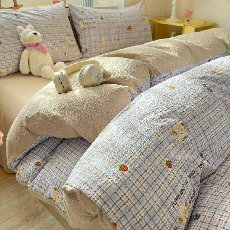 Комплект постельного белья Butterfly-Textile "Вишня", 4 предмета, хлопок, активный принт，180*220cm, синий