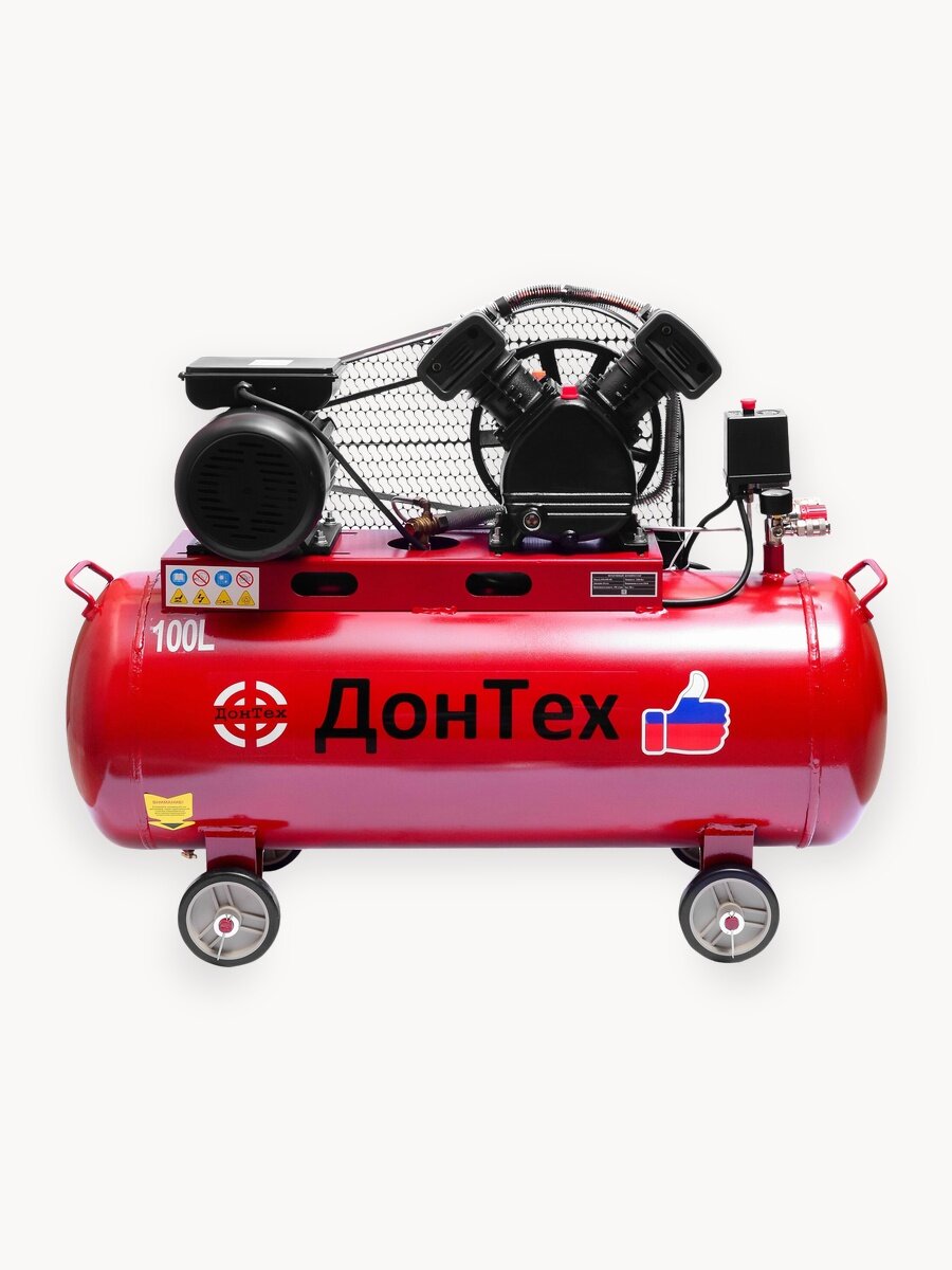 Компрессор воздушный поршневой электрический ДонТех КМ-490/100, 490л/мин, 2.2кВт, 10бар, ресивер 100л