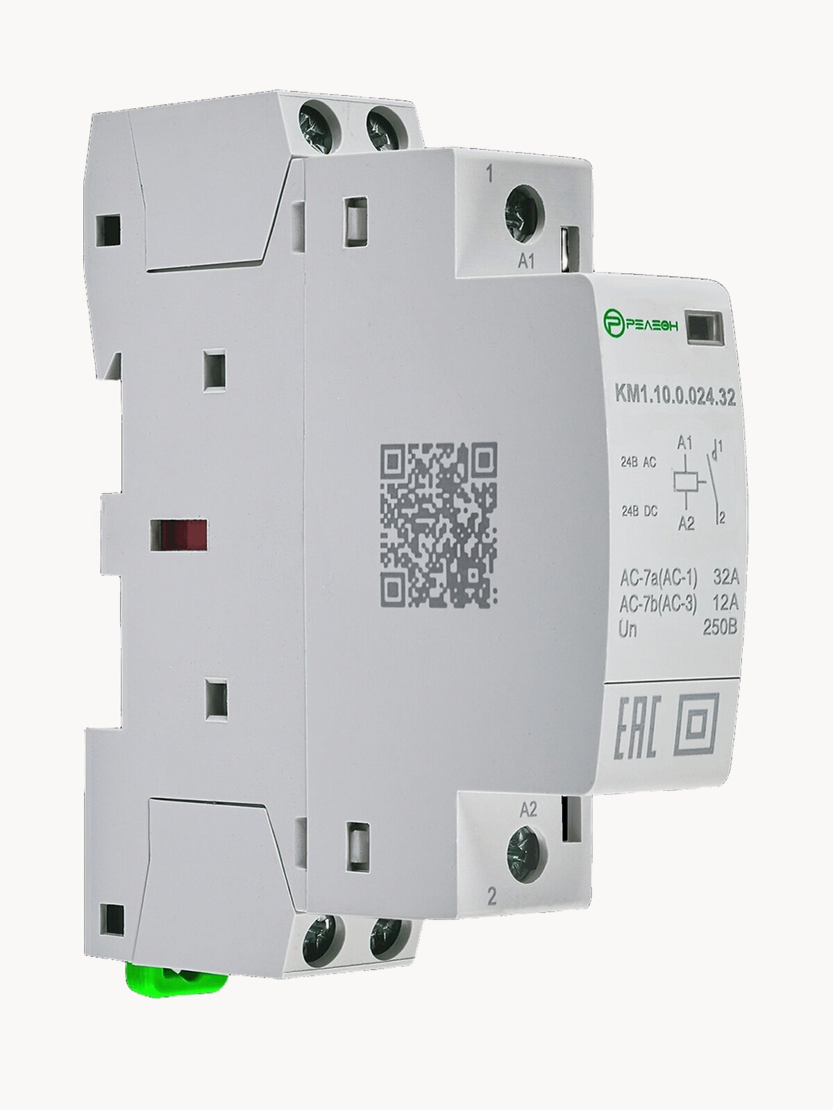 Модульный контактор 1НО контакт 32А; 24В AC/DC, релеон, KM1.10.0.024.32