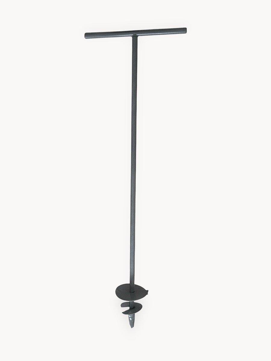 Бур садовый, D-150мм x1 метр, Т-образная рукоятка, металлический, чёрный