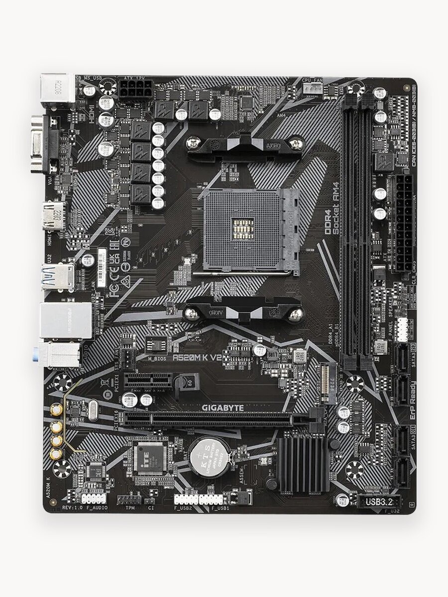 Материнская плата Gigabyte A520M K V2, AM4, DDR4, microATX