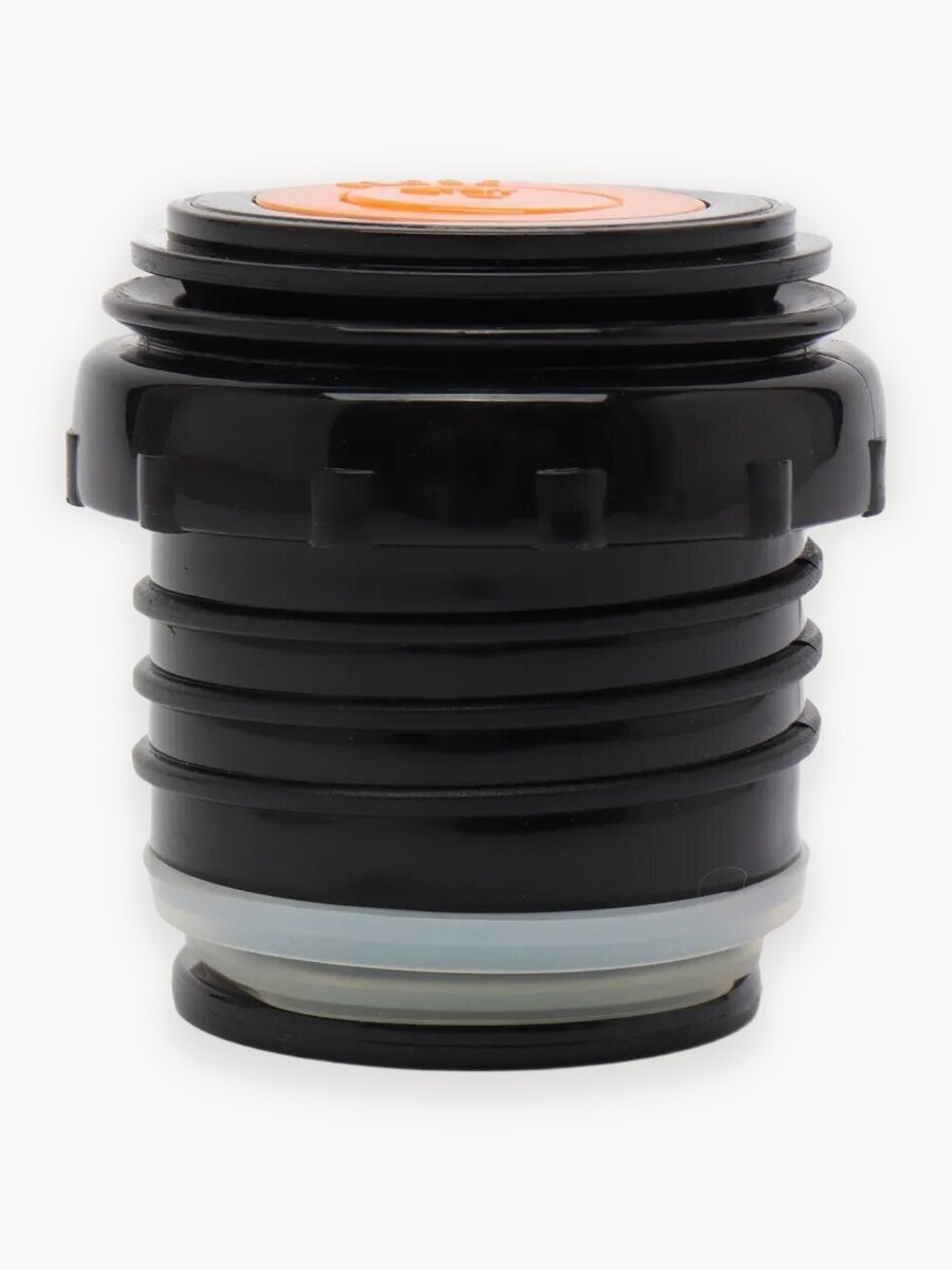 Пробка, крышка - с кнопкой, для термоса-гильзы - 4,8 см; внешняя резьба; черно-оранжевая