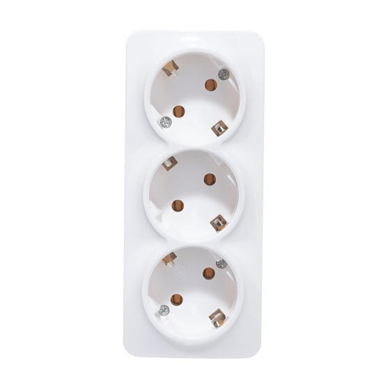 Розетка трехместная серия IONICH, с/з, о/у, 16А, 220В, белая (еврослот) , UNIVERSAL 1420 (1 шт.)