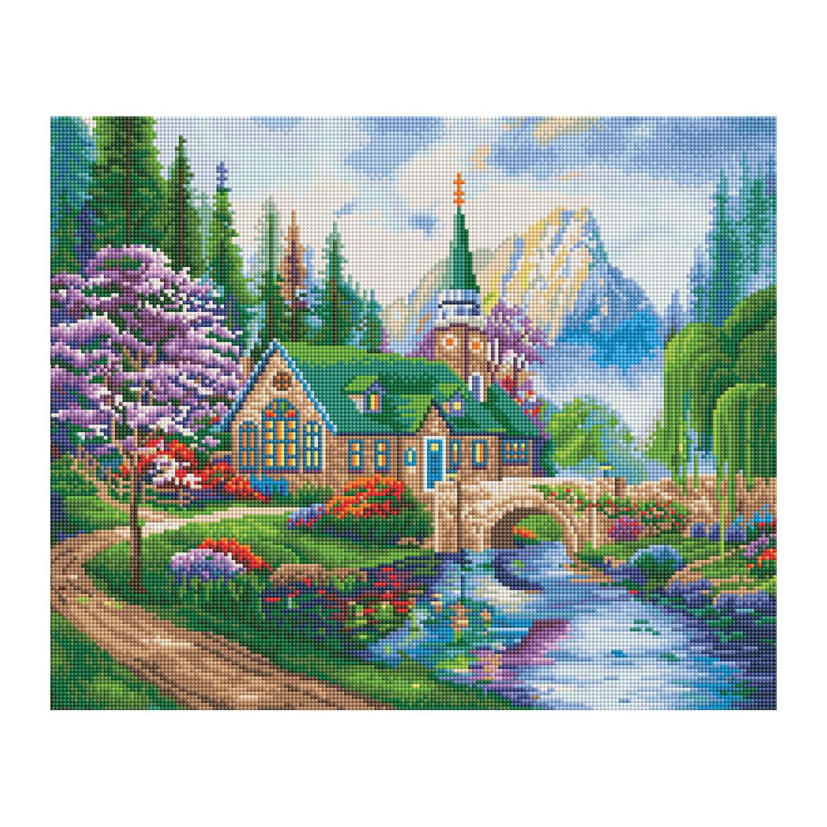 Алмазная мозаика ТРИ совы «Церковь в горах», 40×50см, холст, картонная коробка с пластиковой ручкой