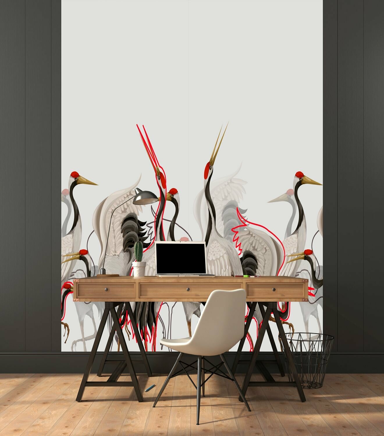 Фотообои 3d на стену флизелиновые HARMONY Аисты на белом фоне 200х270 см HD2-148 фото обои на стену 3д