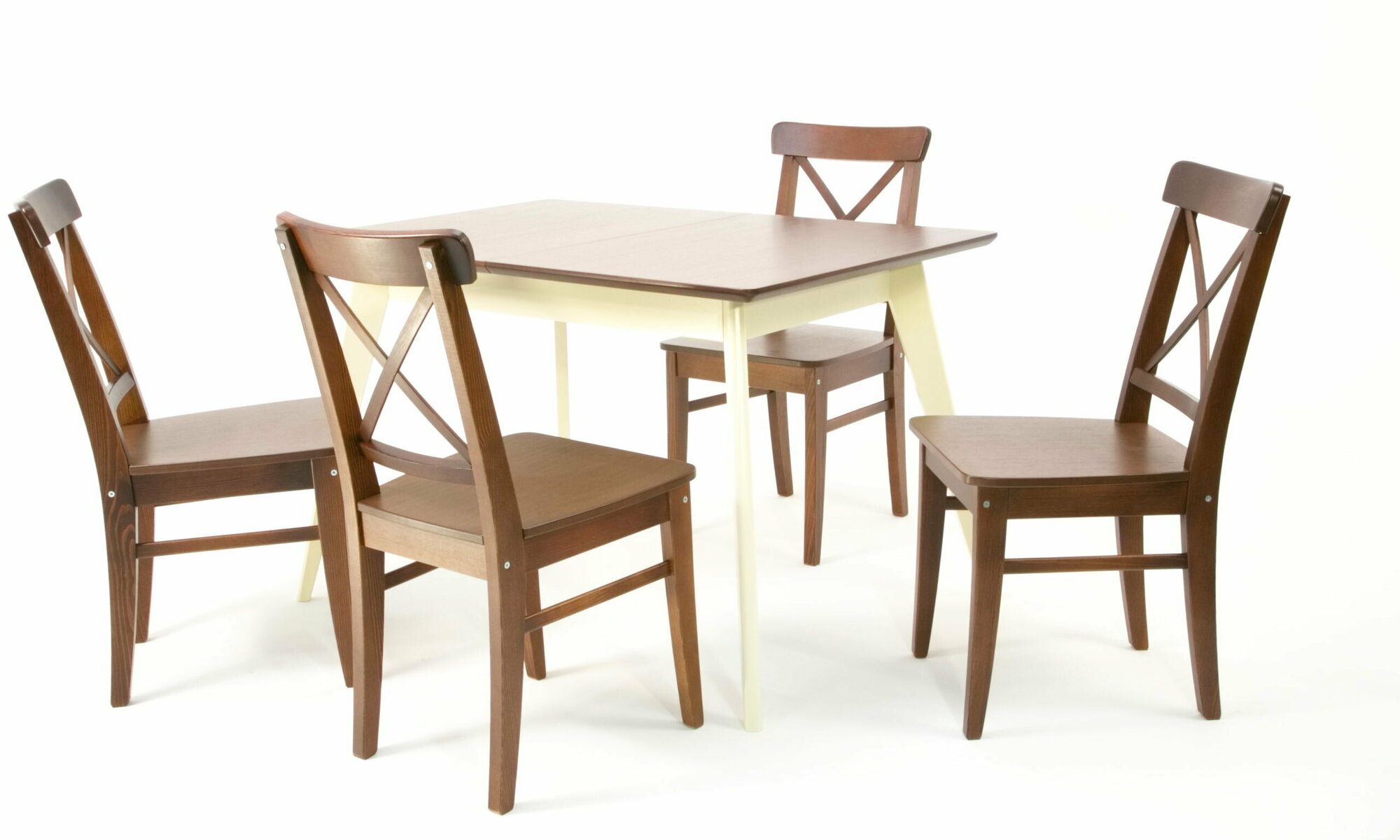 Стол ZiP-mebel Сканди 120 со стульями Ингольф Слоновая Кость/Орех