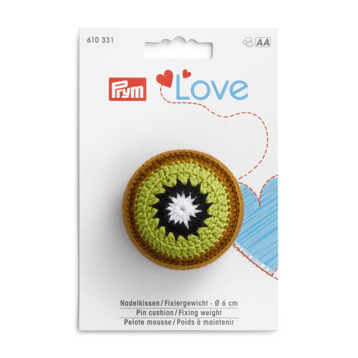 Игольница с гирей для фиксации деталей кроя, 6 см, Киви Love Prym