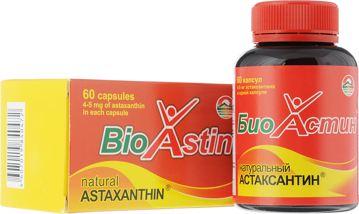 БиоАстин Натуральный Астаксантин Капсулы массой 500 мг 60 (шт.)