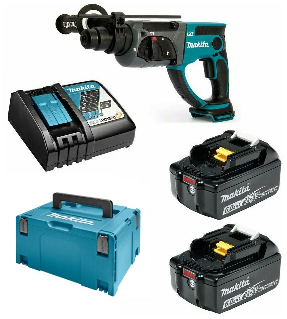Аккумуляторный перфоратор 3-х режимный SDS+ Makita DHR202RGJ (18V, 2x6Ah, Li-Ion)