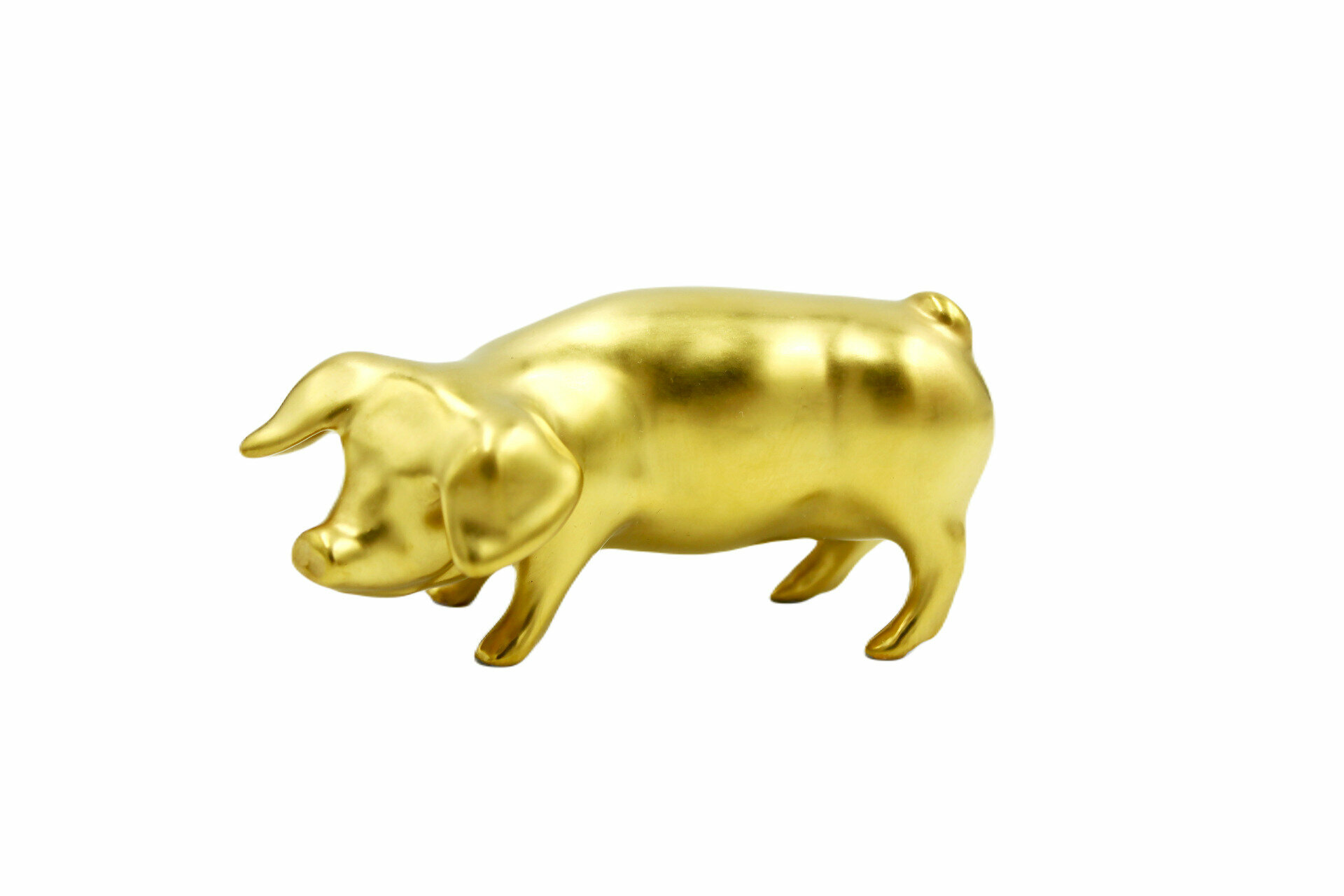 Фарфоровая фигурка Свинка, золото
