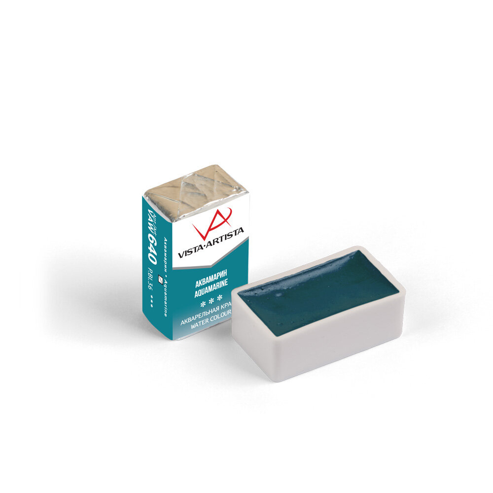 Краска акварель "VISTA-ARTISTA" художественная, кювета VAW 2.5 мл 640 аквамарин