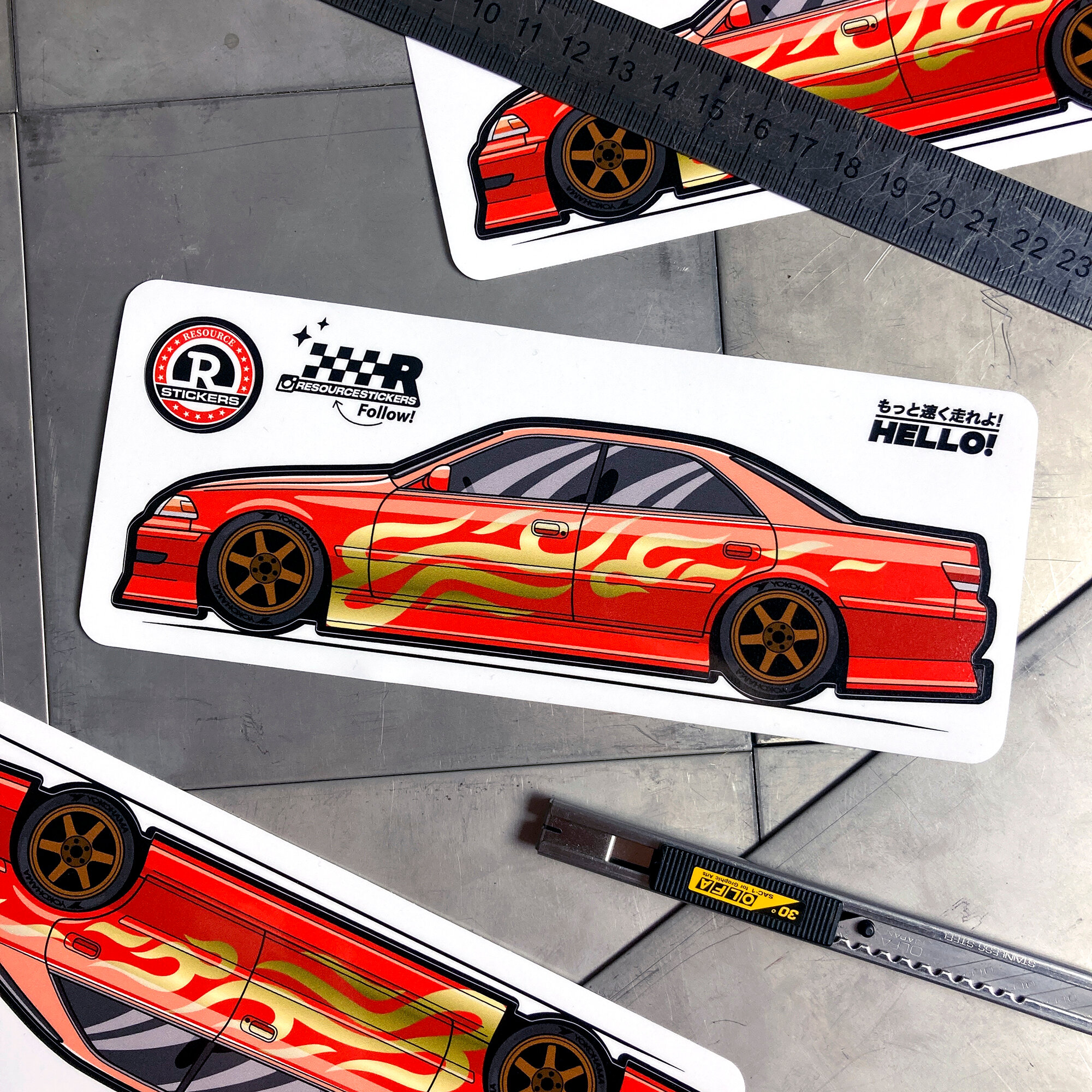 Виниловая наклейка машинка Toyota Mark 2 JDM 17.5х5.5