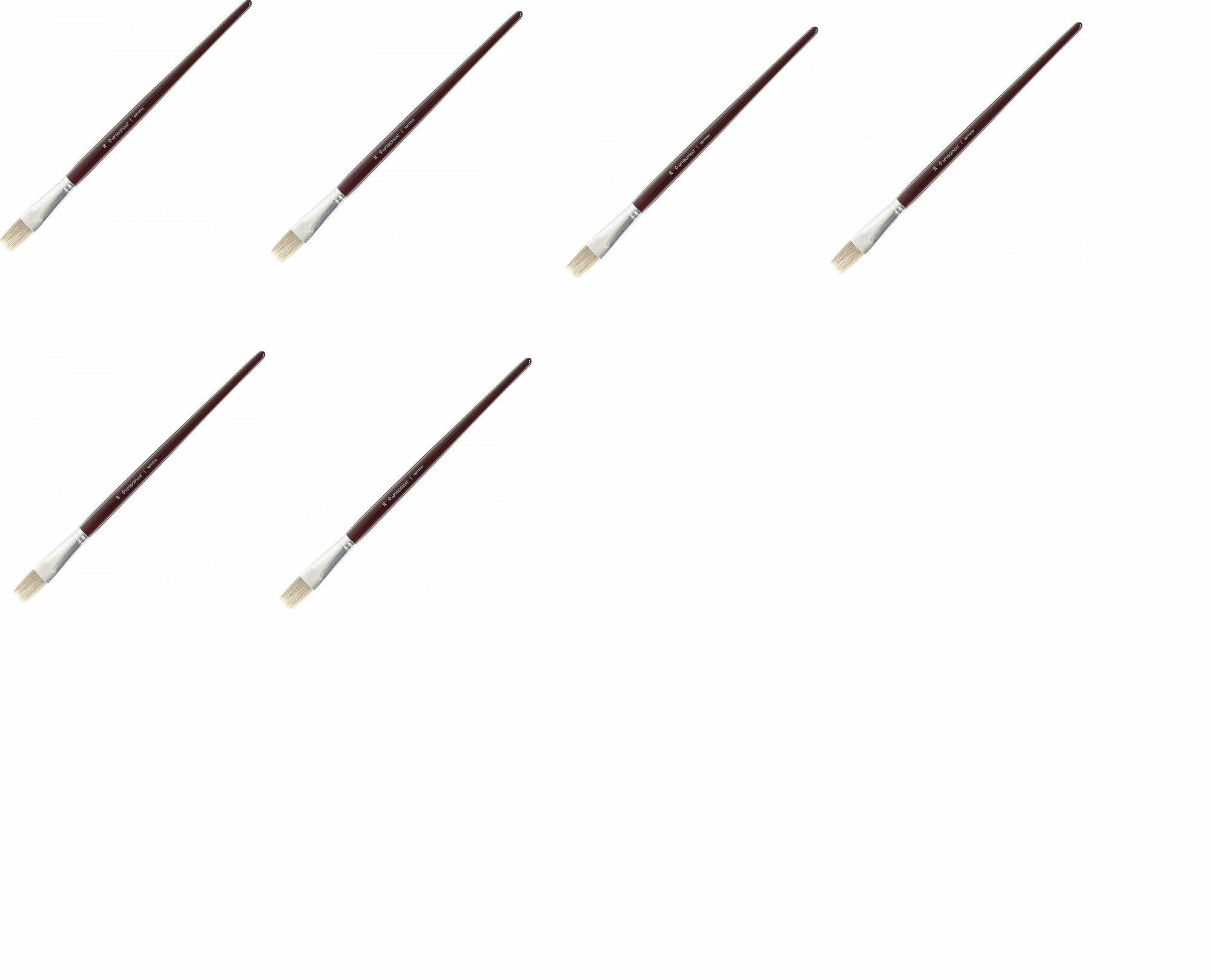 АРТформат Кисть художественная, щетина, плоская, № 20, 6 штук