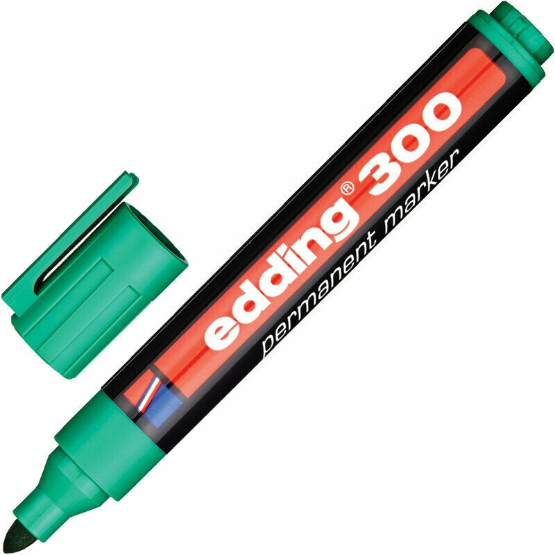 Edding Маркер перманентный E-300/4 зеленый круглый наконечник 1,5-3мм