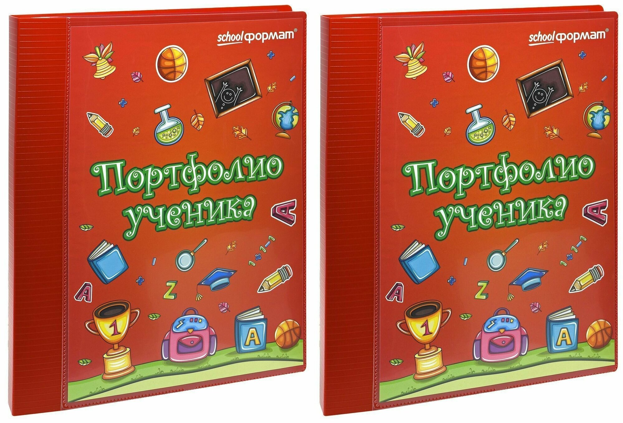 Schoolformat Папка-портфолио, А4, 20 файлов, красная, 2 шт.