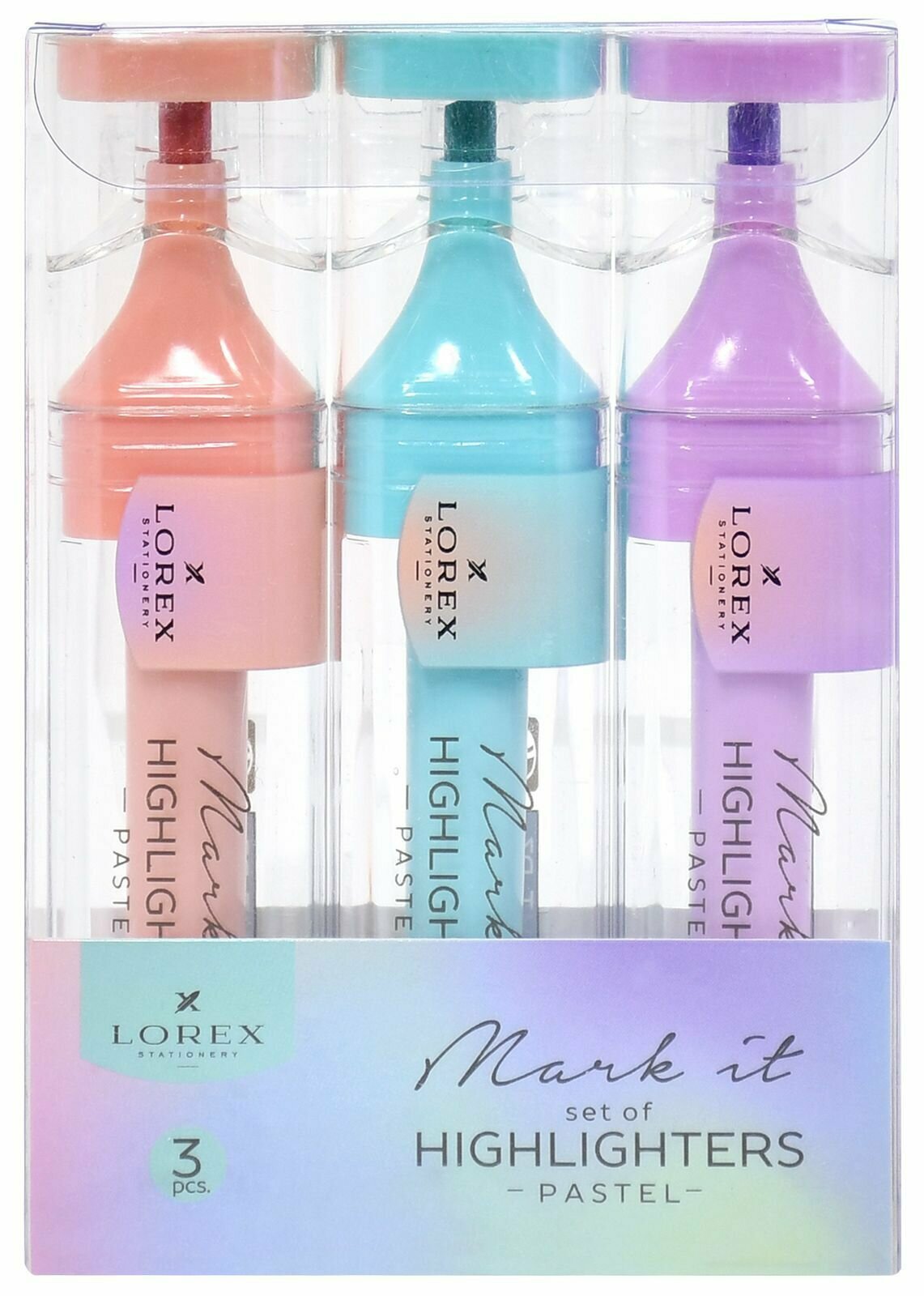 Текстовыделители LOREX "Mark it Pastel", пастель, 1-5 мм, 3 шт (LXHLMT-P3)