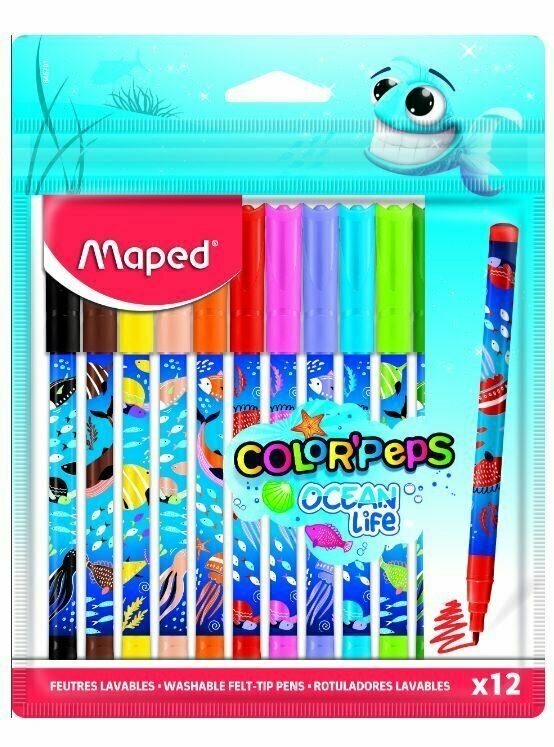 Maped Набор фломастеров Color'Peps Ocean Life, 12 цветов