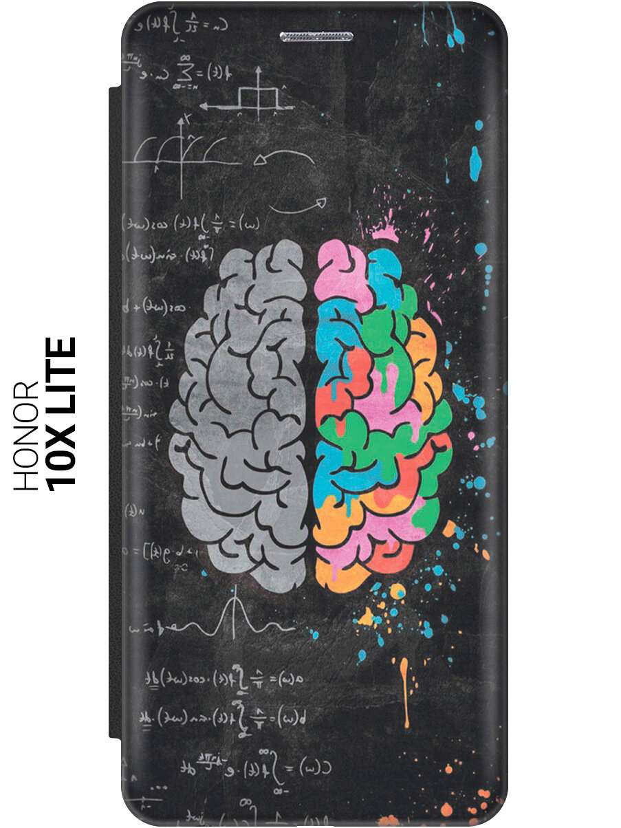 Чехол-книжка на Honor 10x Lite / Хонор 10Х Лайт c принтом "Красочное полушарие" черный