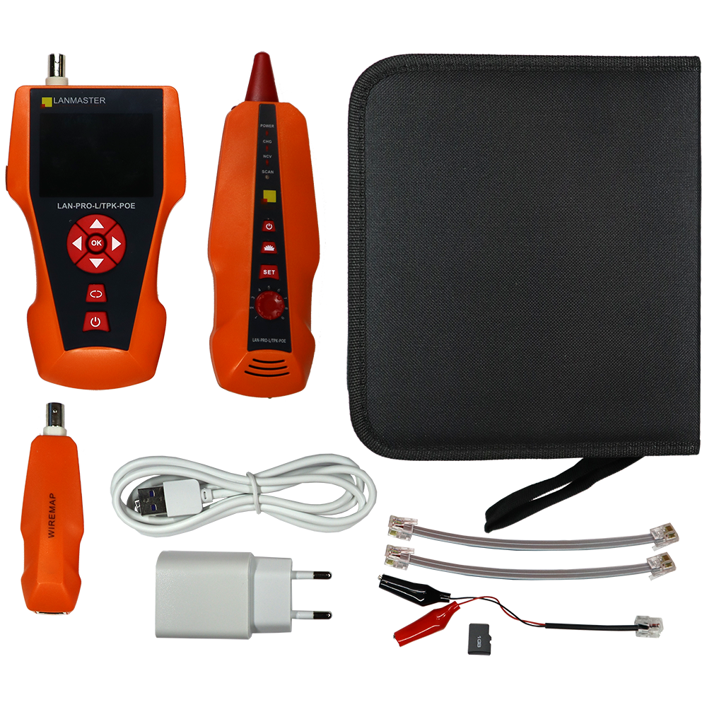 Тестер Lanmaster "LAN-PRO-L", измерение длины кабеля, POE, подсветка дисплея