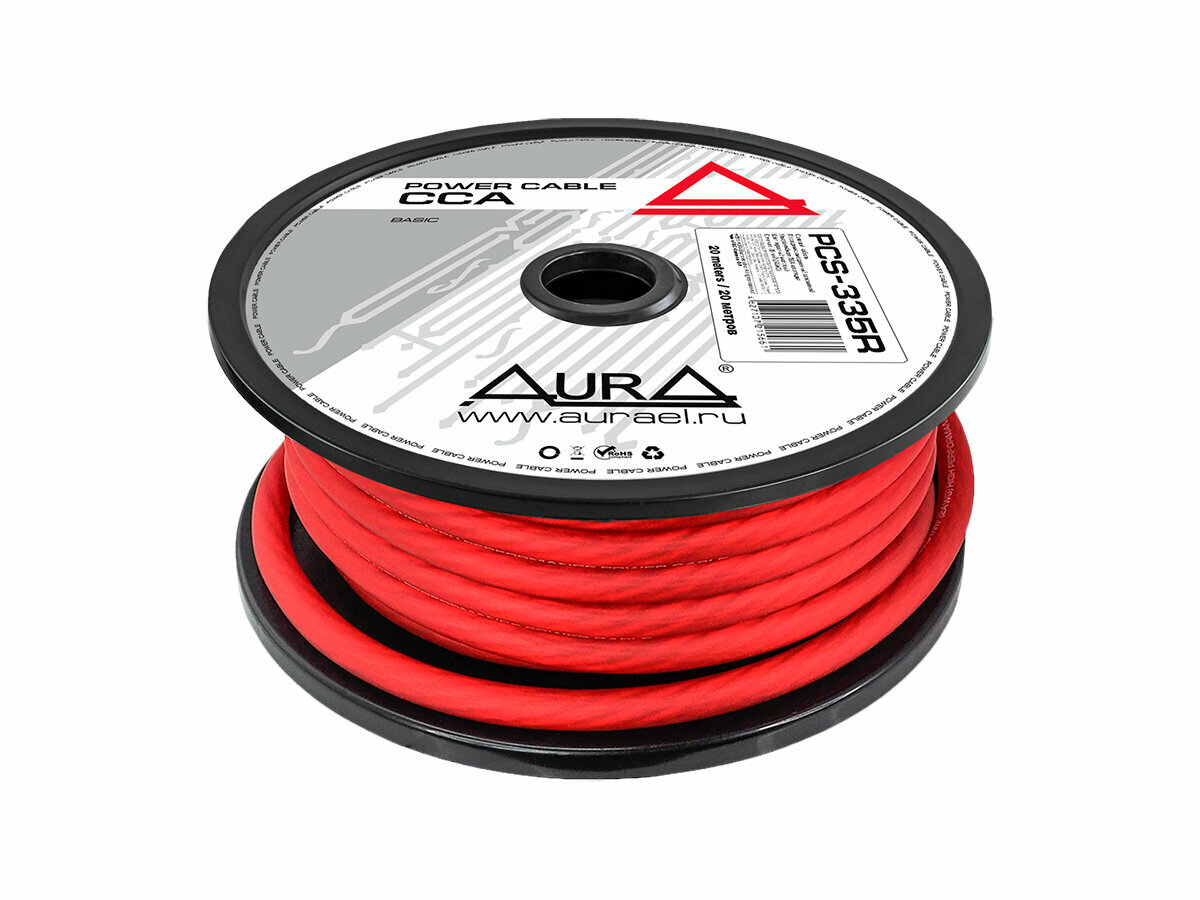 Кабель силовой AurA PCS-335R, 2AWG/35мм2, 20м/катушка, красный