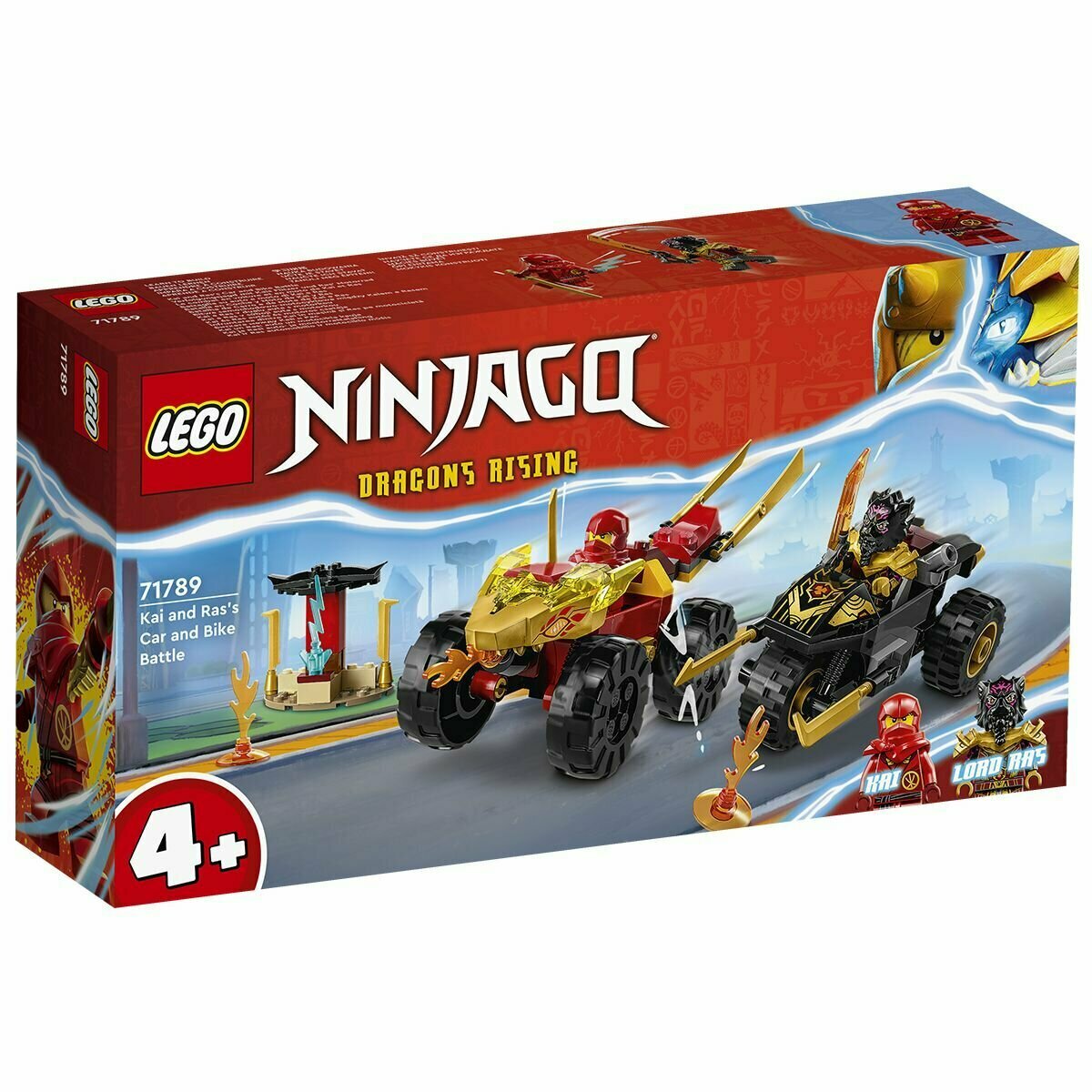 Конструктор LEGO NINJAGO Кай и Рас: Битва на машине и мотоцикле 71789