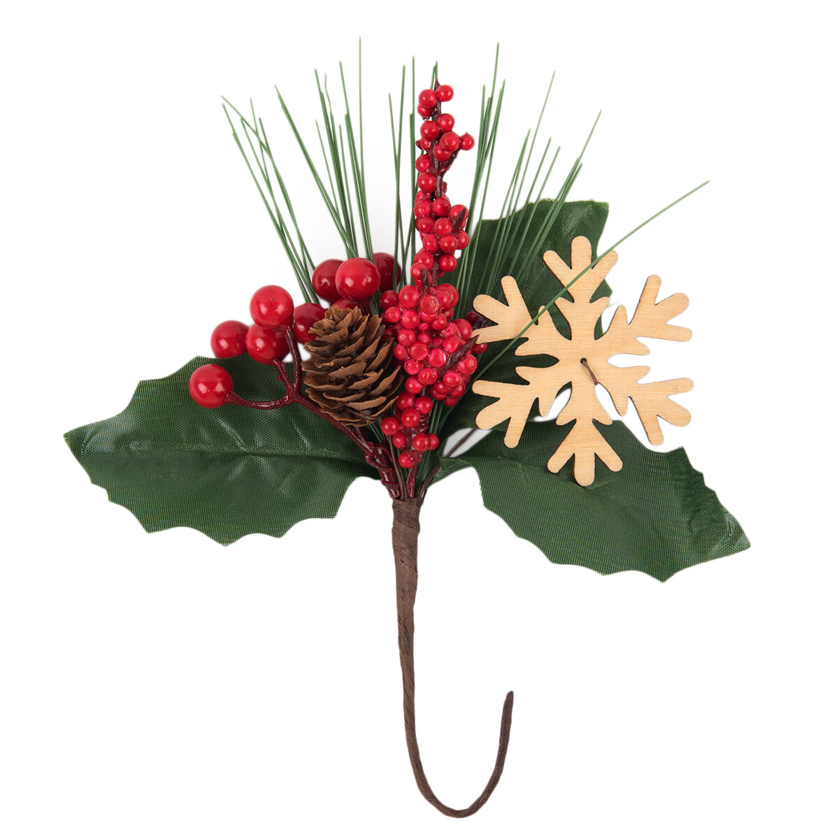 Blumentag VDD-121-HI28 Веточка декоративная с шишкой и ягодами, 22 см, 1 шт для декора