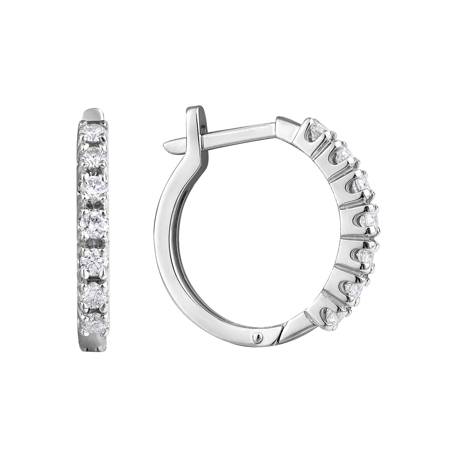 Серьги, белое золото, 585 проба, родирование, бриллиант