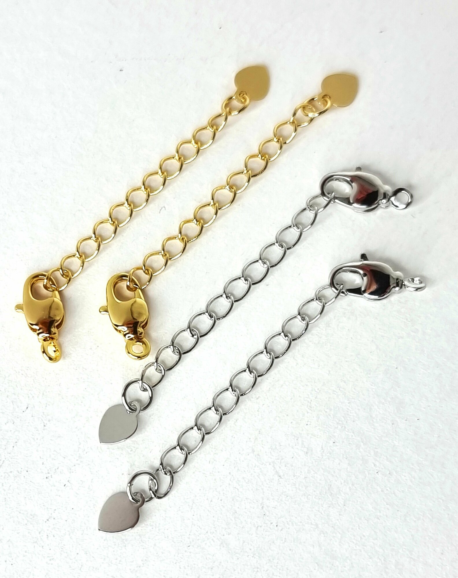 Карабины 12х5мм с удлинителями. 4шт. Золото и Родий.