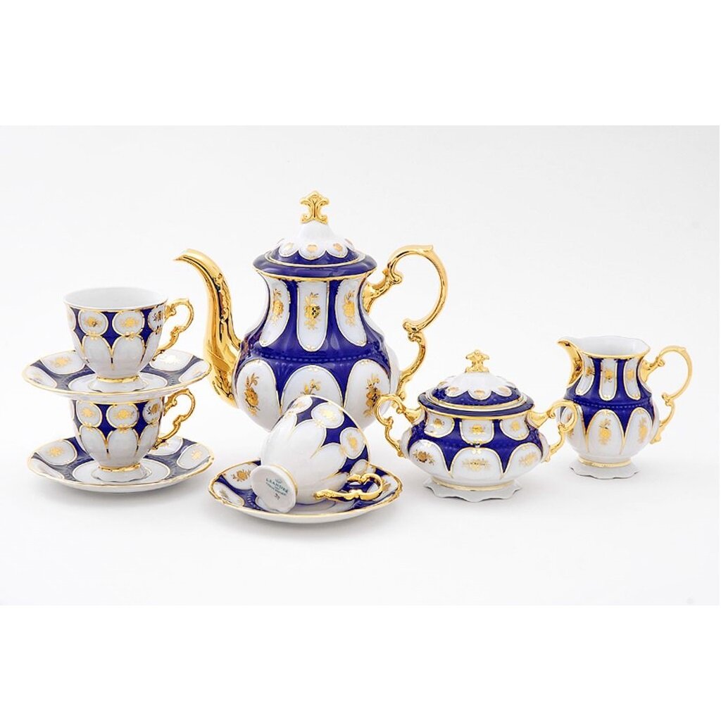 Кофейный сервиз Leander Sonata Kobalt + Zlatá Květina 07160714-0443