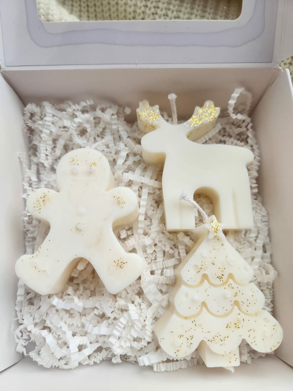 Набор новогодних интерьерных свечей из соевого воска "Happy New Year"/Подарок на Новый Год/Уют и тепло в вашем доме/Интерьерная свеча