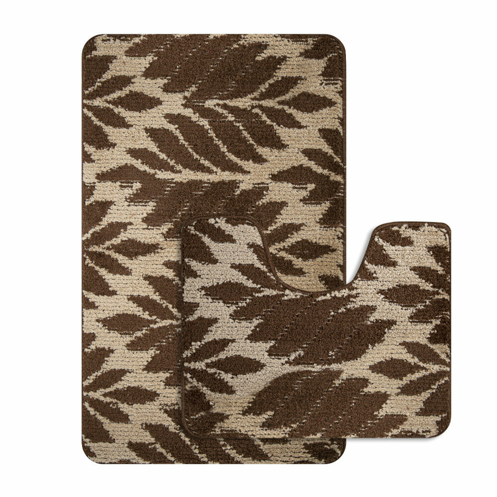 Набор противоскользящих ковриков для ванной и туалета, BANYOLIN CLASSIC MULTICOLOR.55*90+45*55. Цвет коричневый.