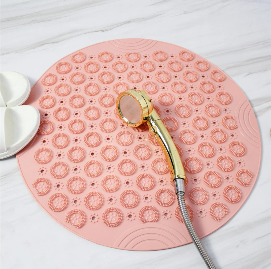 Коврик для душа массажный / силиконовый впитывающий душевой коврик Цвет: розовый