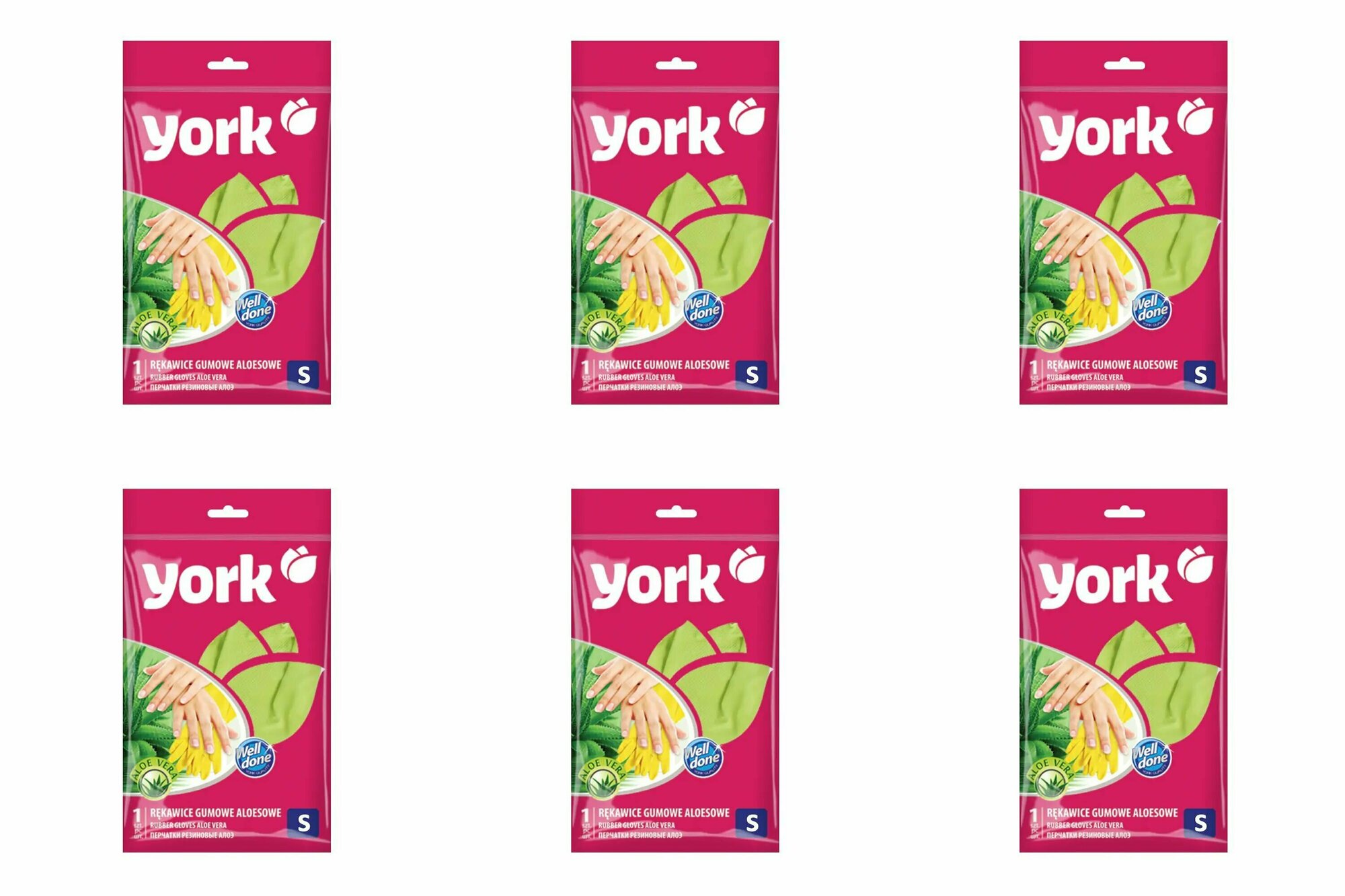 YORK Перчатки резиновые Алоэ, S, 6 уп.