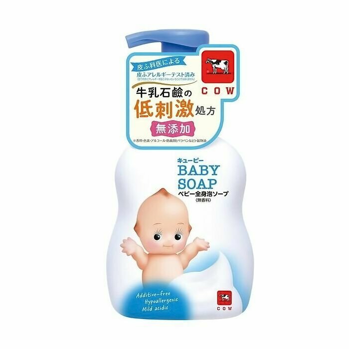 COW BRAND Kewpie Детское жидкое мыло-пенка для тела с увлажняющим эффектом, без аромата, 400 мл