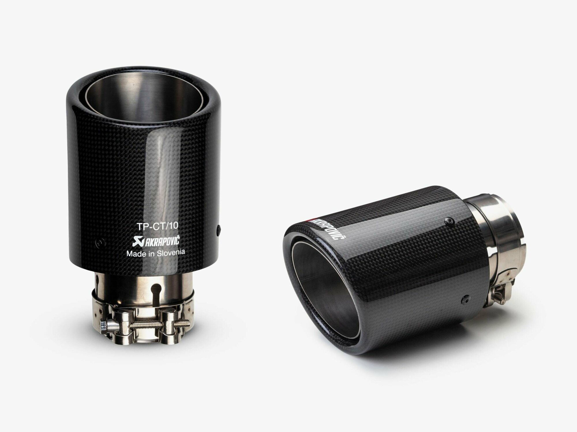 Насадки на глушитель Akrapovic 63/102 из карбона и нержавеющей стали закруглённые Глянец для выхлопной системы автомобиля