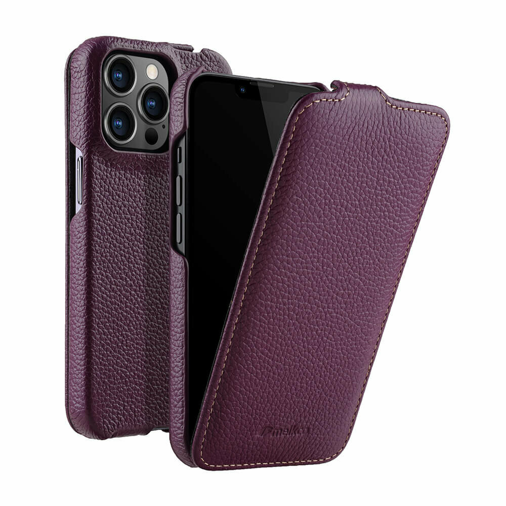 Кожаный чехол флип Melkco Jacka Type для Apple iPhone 15 Pro Max, сиреневый