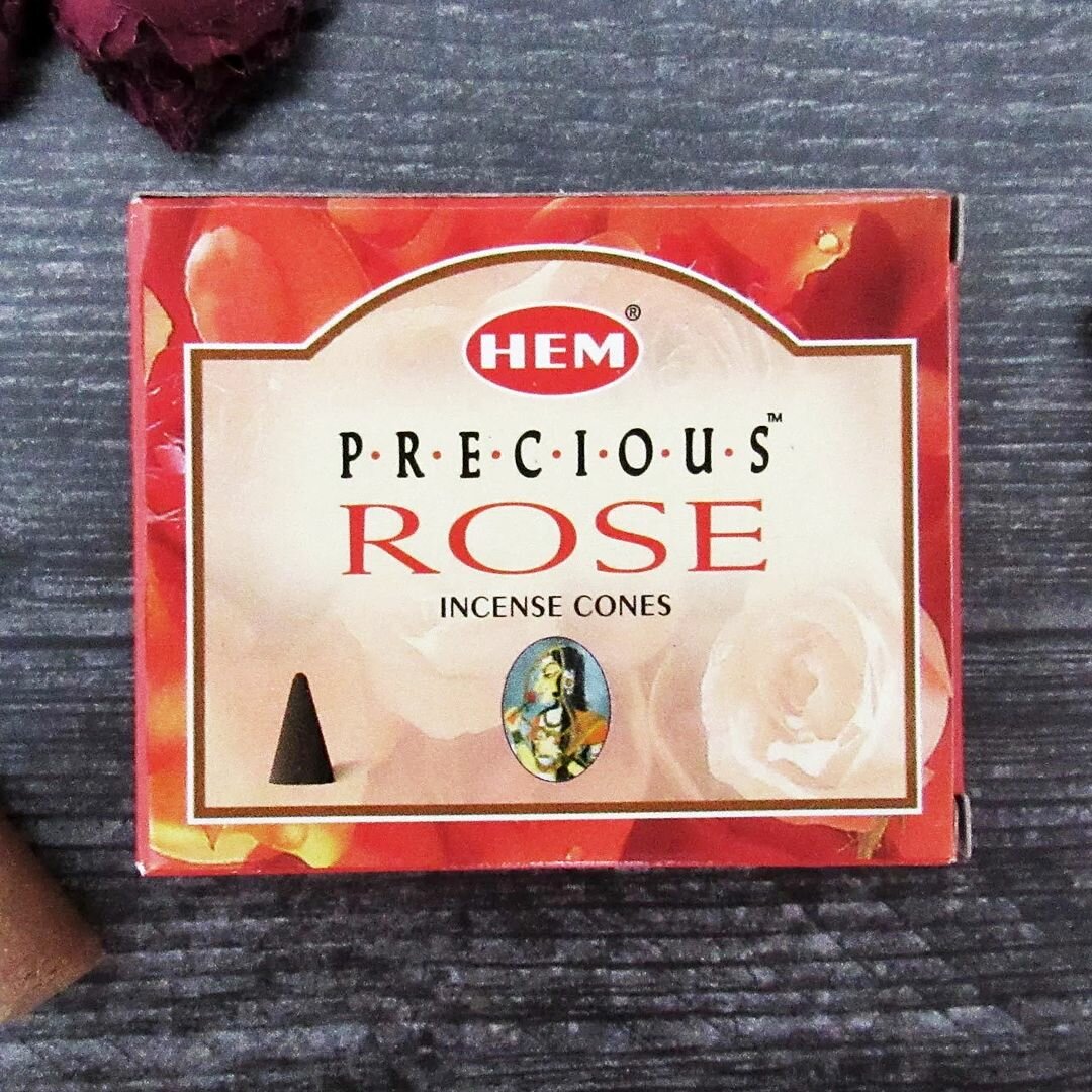 Индийские благовония конусы ХЕМ Драгоценная Роза (HEM Precious Rose) натуральные ароматические благовония пуля для дома, йоги, медитации, релакса, очистки воздуха и ароматерапии 10 шт