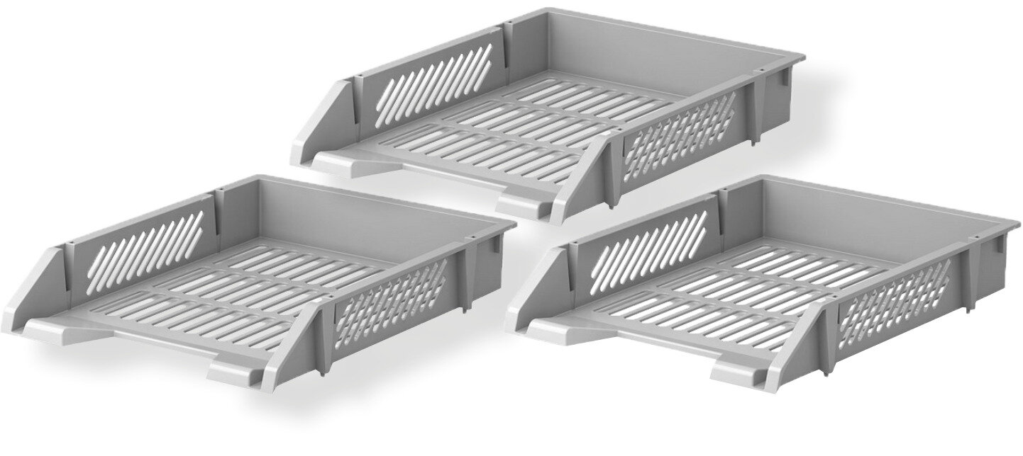 Лоток Erich Krause, сетка, серый (комплект 3 штуки)