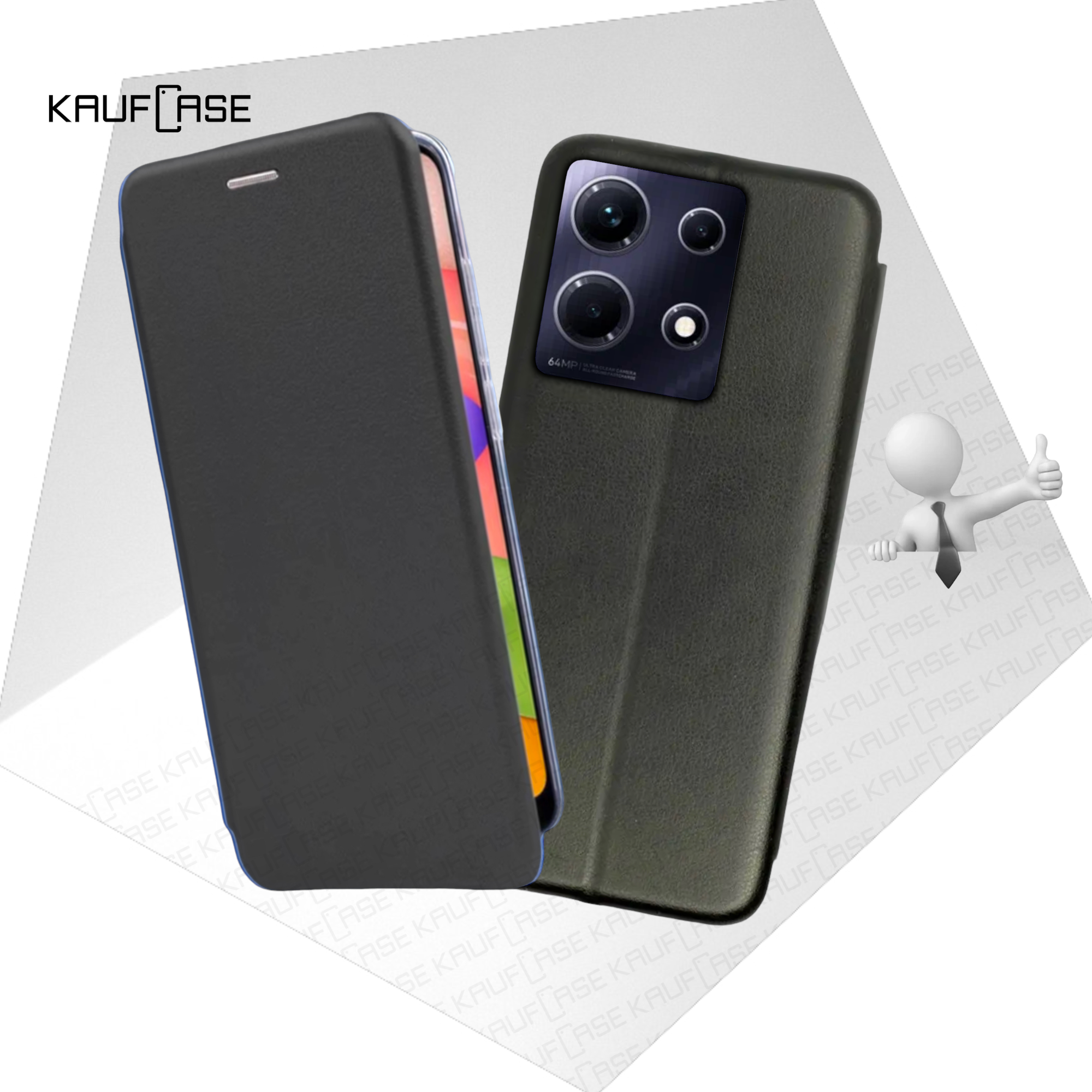 Чехол книжка для телефона Infinix Note 30 (X6833B) (6.78"), черный. Текстура под кожу
