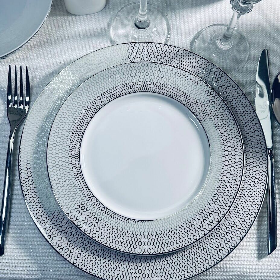 Набор 6 штук Тарелка Lenardi Севилья серебро 22см, костяной фарфор